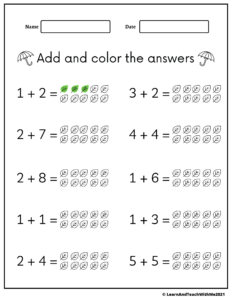 Spring Addition 1-10 Worksheets | Made By Teachers