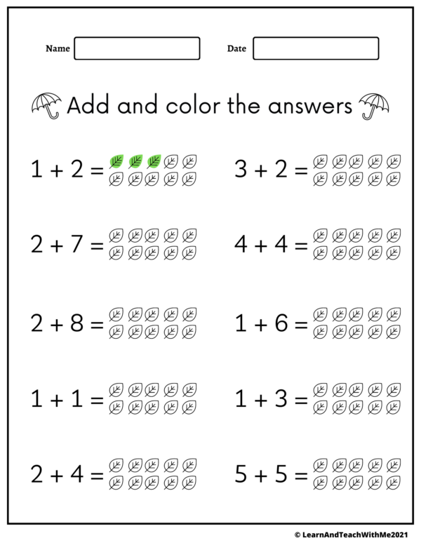 Spring Addition 1-10 Worksheets | Made By Teachers