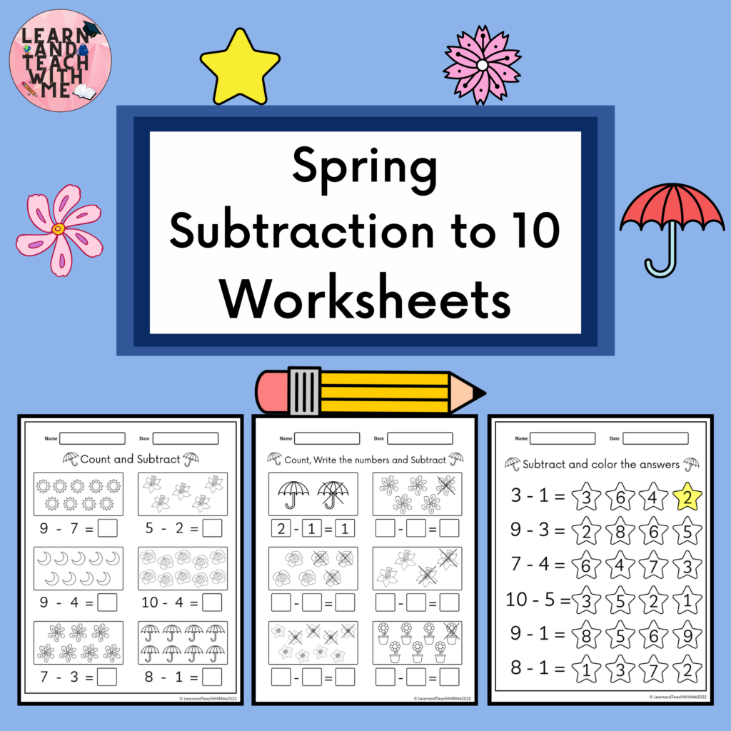 Spring Subtraction 1-10 Worksheets - Made By Teachers