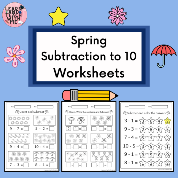 Spring Subtraction 1-10 Worksheets | Made By Teachers