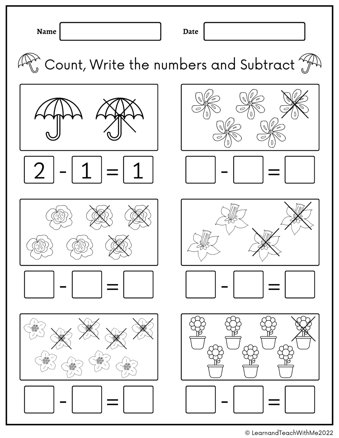 Spring Subtraction 1-10 Worksheets | Made By Teachers