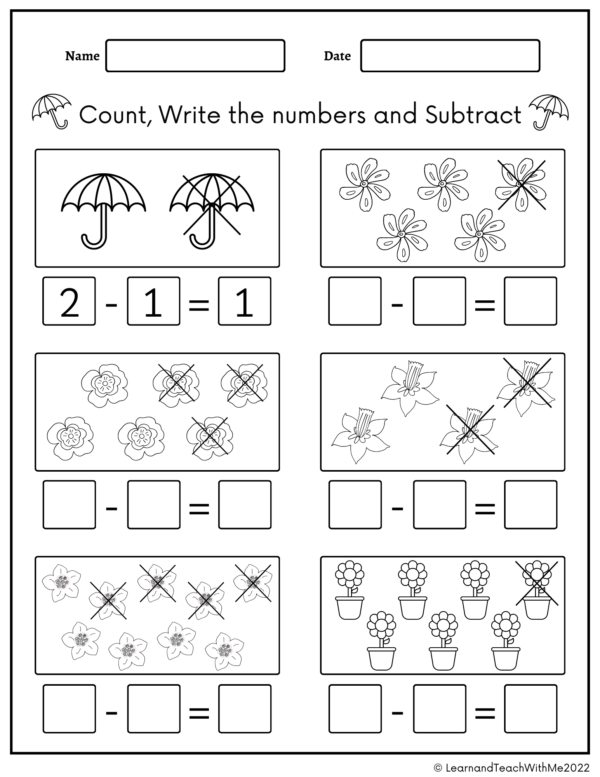 Spring Subtraction 1-10 Worksheets | Made By Teachers