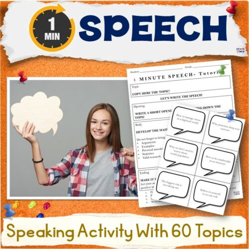 ONE Minute Speech Public Speaking Activity: Tips, Notes, 60 Interesting ...