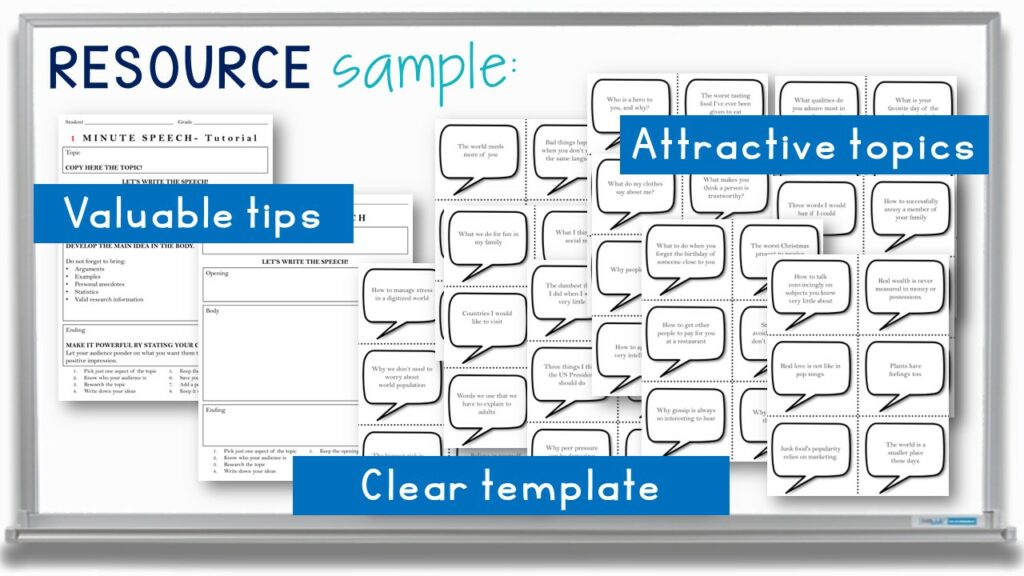 ONE Minute Speech Public Speaking Activity: Tips, Notes, 60 Interesting ...