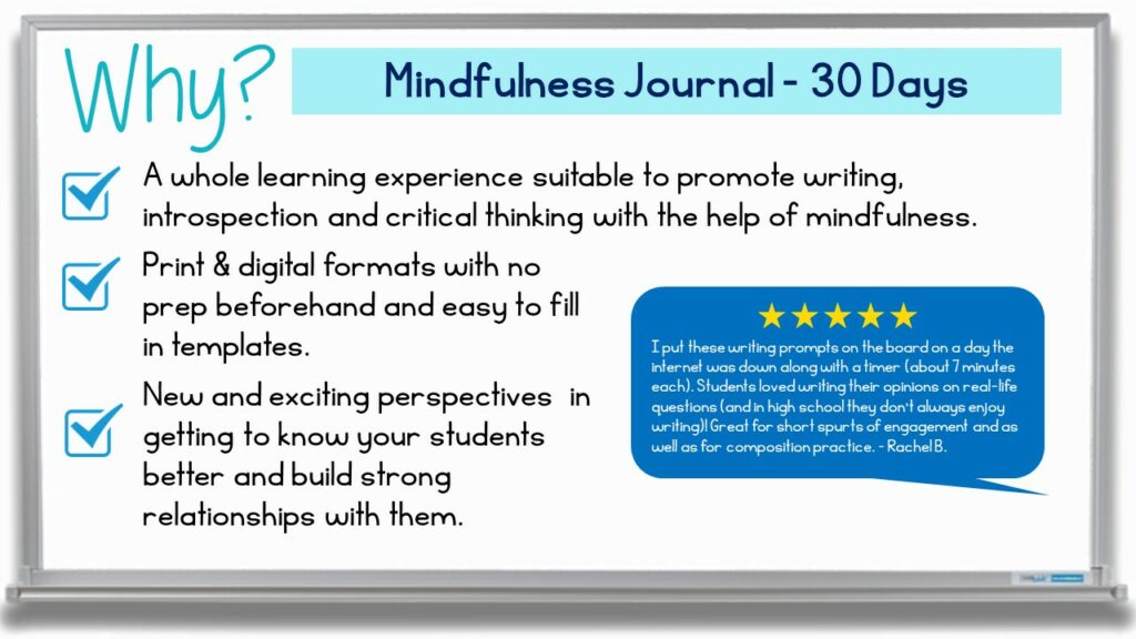Mindfulness Journal - 30 Days of Inspiring Writing Prompts PRINT ...