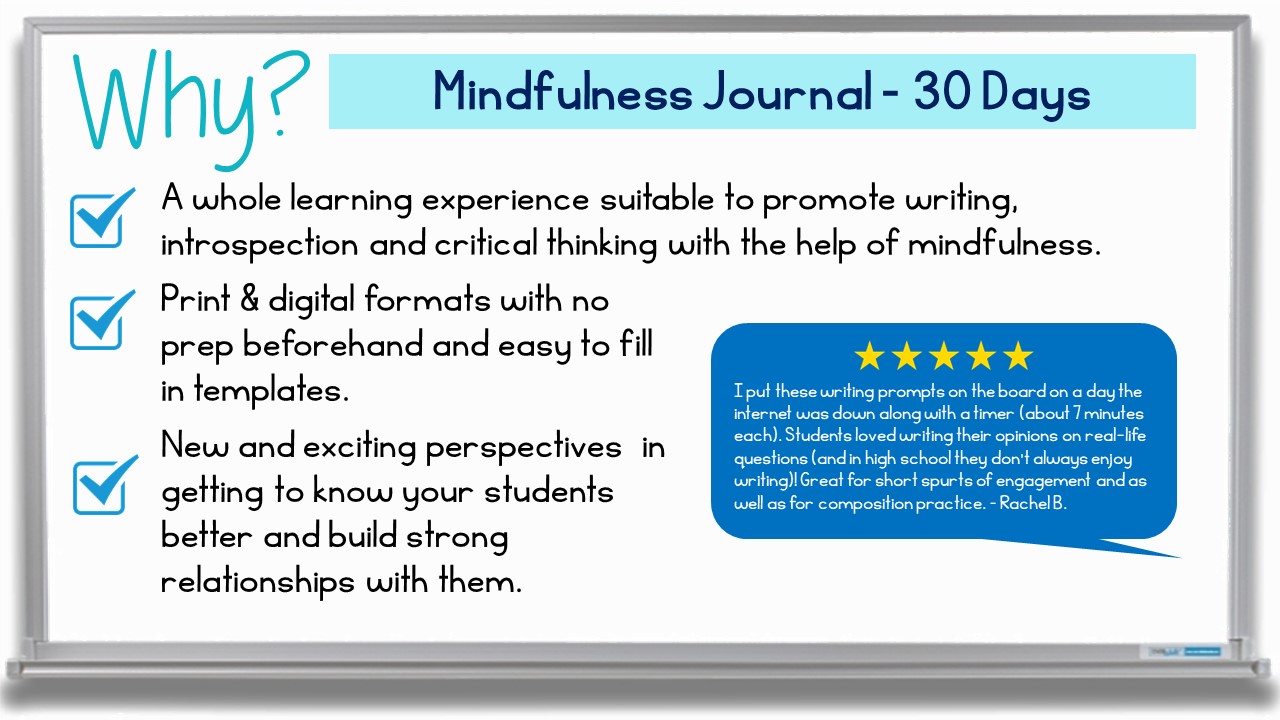 Mindfulness Journal - 30 Days of Inspiring Writing Prompts PRINT ...