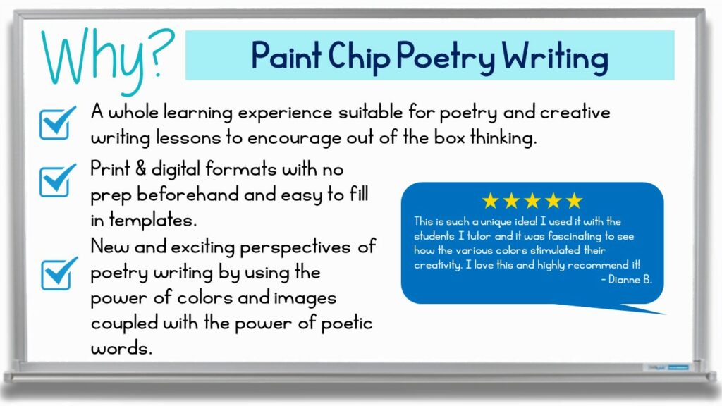 Poetry Writing Paint Chip Lesson - Poem Color Palette Activity PRINT ...
