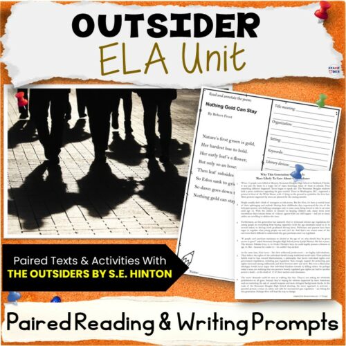 Outsider Unit - Paired Reading, Writing Prompts - The Outsiders by S.E ...