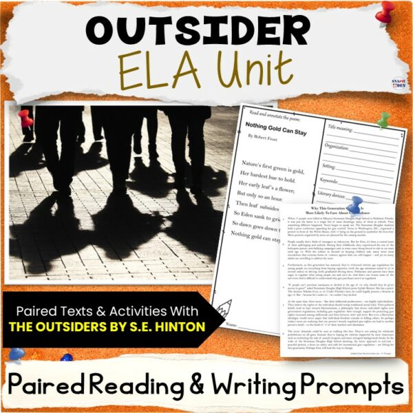 Outsider Unit - Paired Reading, Writing Prompts - The Outsiders by S.E ...