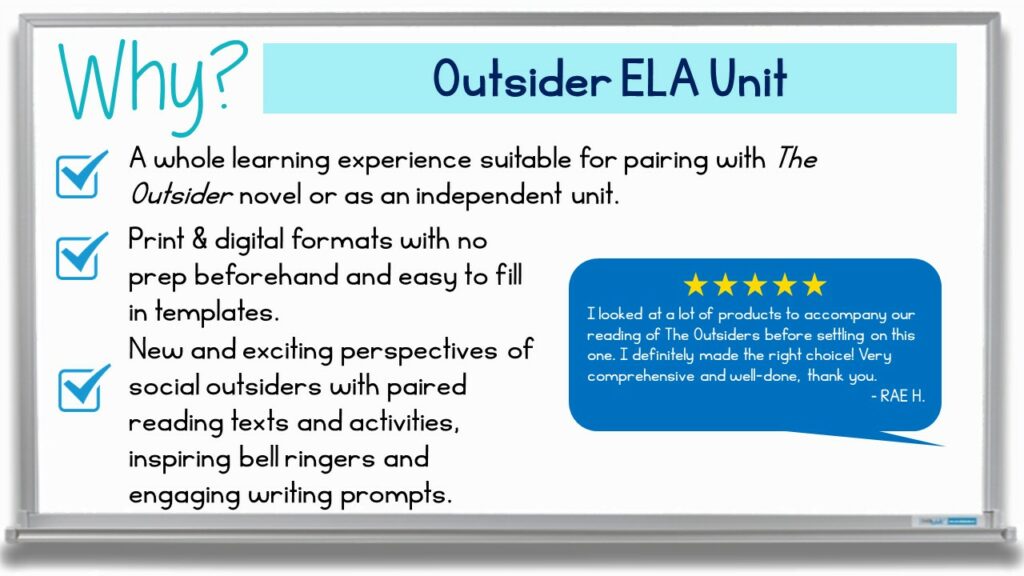 Outsider Unit - Paired Reading, Writing Prompts - The Outsiders by S.E ...