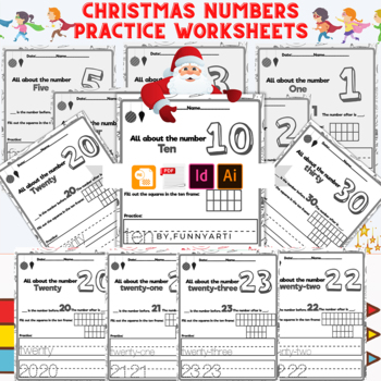 Christmas Numbers Practice Worksheets,Numbers Tracing Book for Kids ...