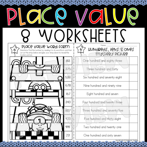 Place Value Mystery Puzzles Activity Place Value Strip Puzzles - Made ...