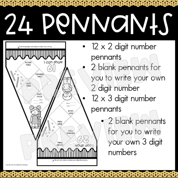 2 and 3 Digit Number Place Value Pennants Bunting Activity | Made By ...