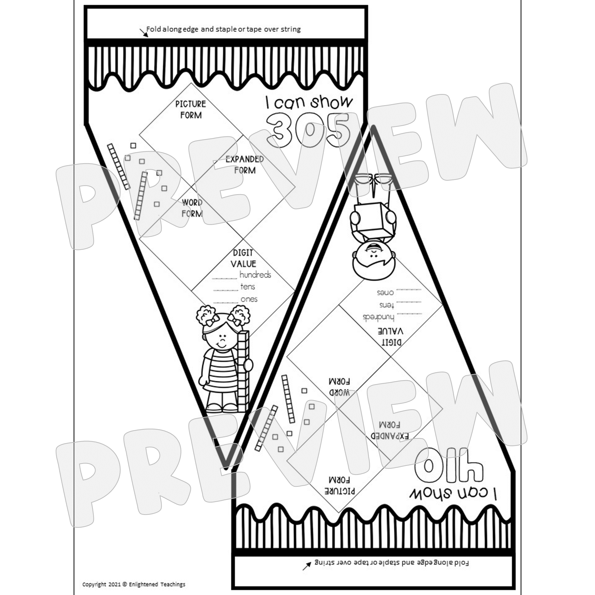 2 and 3 Digit Number Place Value Pennants Bunting Activity | Made By ...