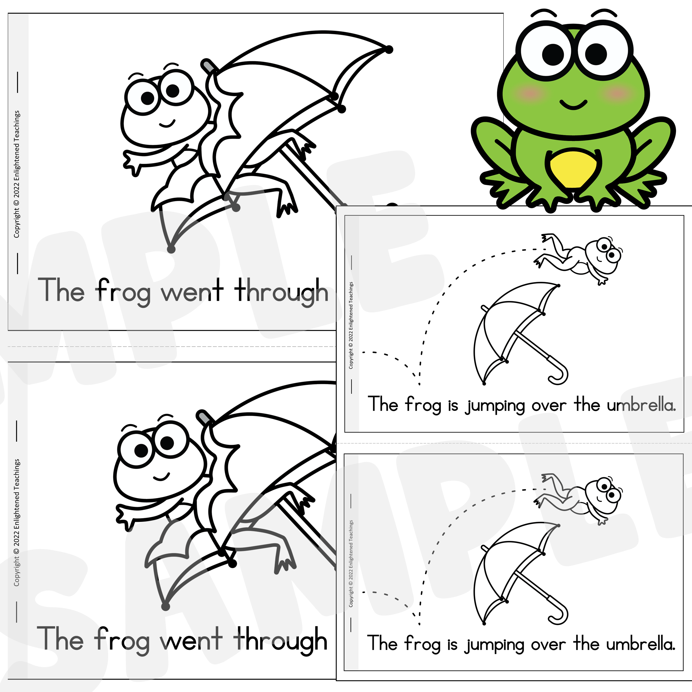 Spring Prepositions Emergent Reader Reference Guide Frog and Umbrella ...