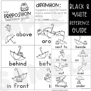 Spring Prepositions Emergent Reader Reference Guide Frog and Umbrella ...
