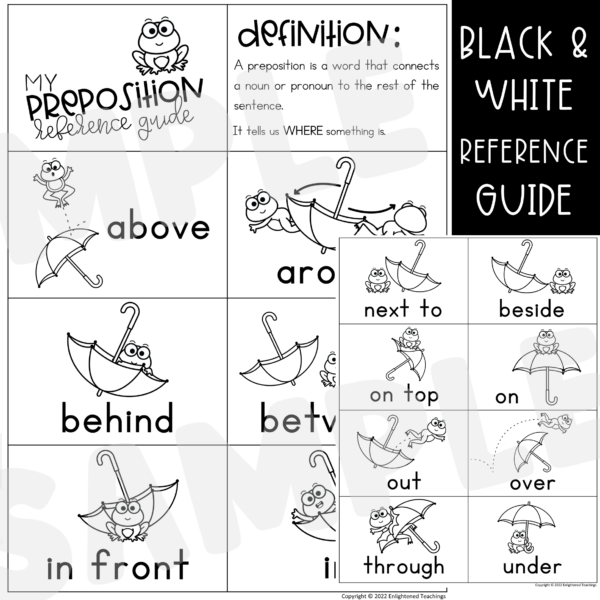 Spring Prepositions Emergent Reader Reference Guide Frog and Umbrella ...