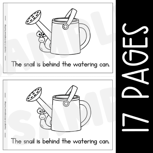 Spring Prepositions Emergent Reader Reference Guide Snail and Watering ...