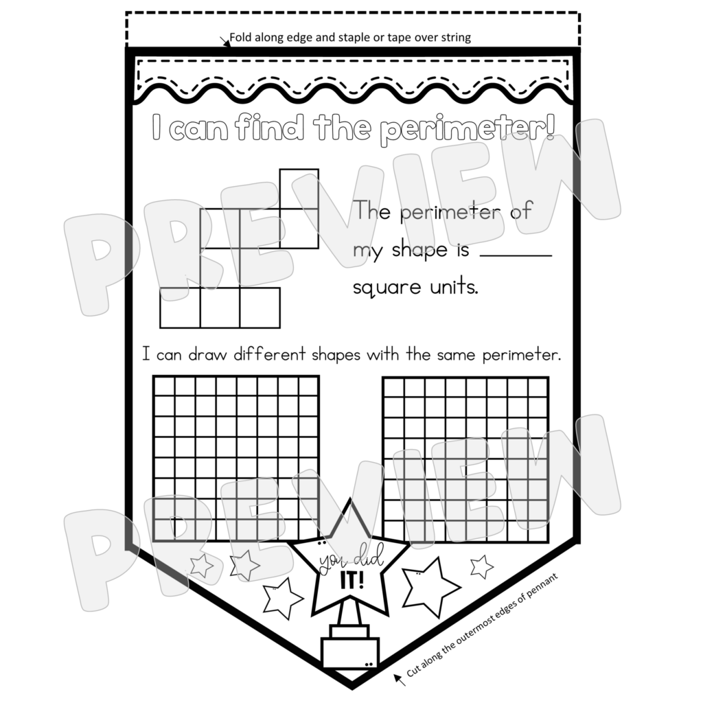 Perimeter Math Pennant Bunting Activity Perimeter in Square Units ...