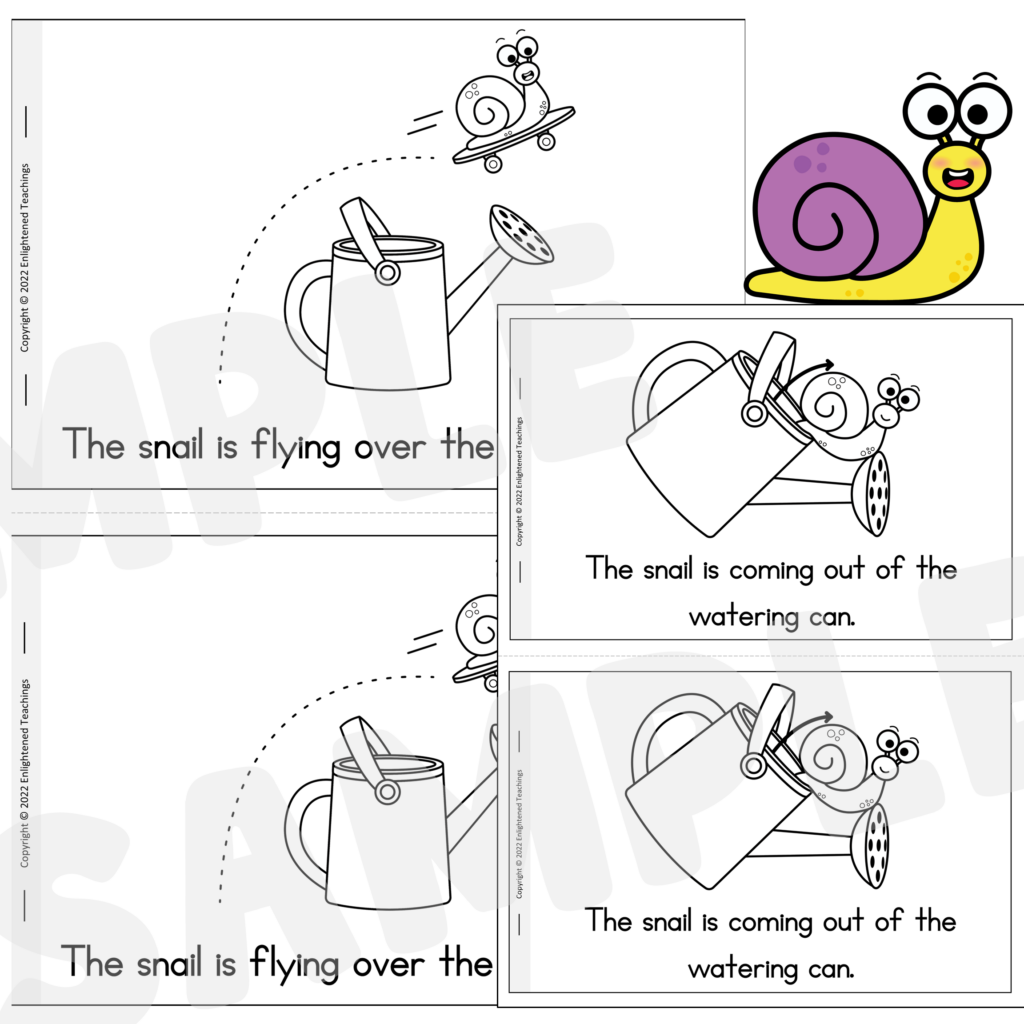 Spring Prepositions Emergent Reader Reference Guide Snail and Watering ...