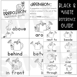 Spring Prepositions Emergent Reader Reference Guide Snail and Watering ...