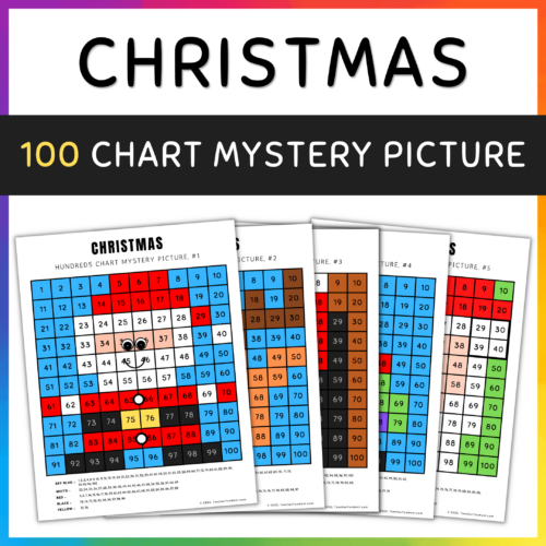 Christmas Math, Hundreds Chart Mystery Picture, Color By Number | Made ...