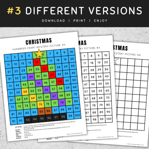 Christmas Math, Hundreds Chart Mystery Picture, Color By Number | Made ...