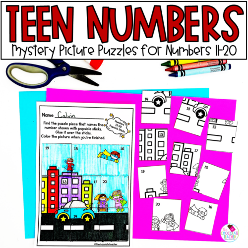Teen Numbers - Numbers 11-20- Math Puzzles - No Prep - Subitizing ...