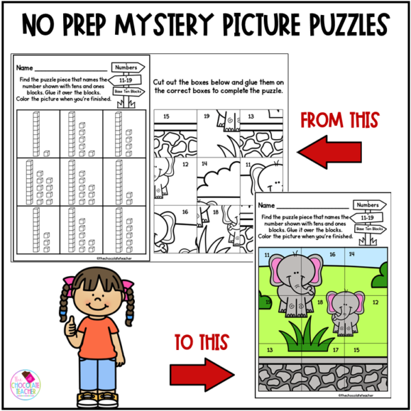 Teen Numbers - Numbers 11-20- Math Puzzles - No Prep - Subitizing ...