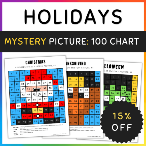 Holidays Math, Hundreds Chart Mystery Picture, Color By Number | Made ...