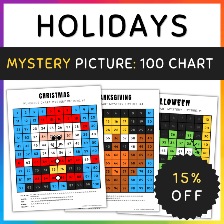 Holidays Math, Hundreds Chart Mystery Picture, Color By Number | Made ...