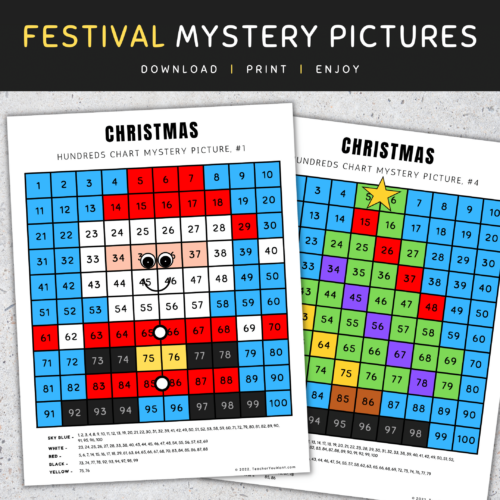 Holidays Math, Hundreds Chart Mystery Picture, Color By Number | Made ...