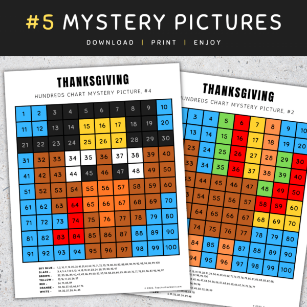 Holidays Math, Hundreds Chart Mystery Picture, Color By Number | Made ...