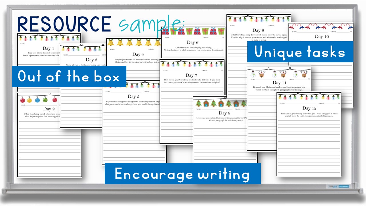 12 Days of Christmas Writing Prompts - High School Warm-Up Activities ...