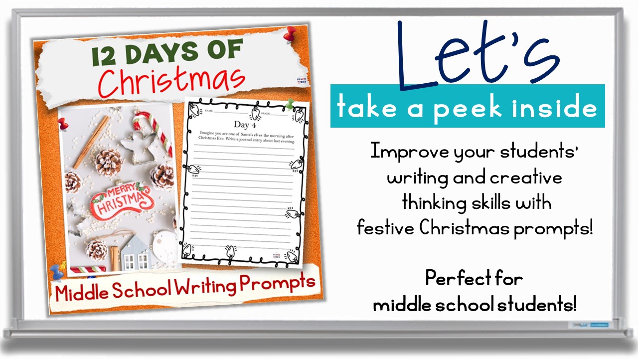 12 Days of Christmas Writing Prompts - Middle School Warm-Up Activities ...