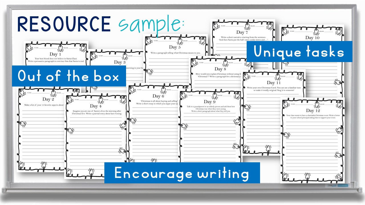 12 Days of Christmas Writing Prompts - Middle School Warm-Up Activities ...