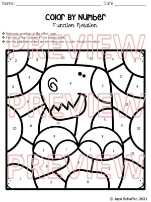 Evaluating in Function Notation Coloring Activity | Made By Teachers