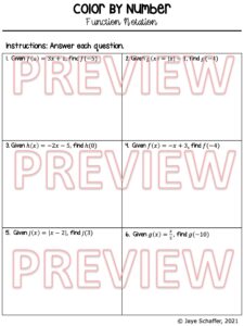 Evaluating in Function Notation Coloring Activity | Made By Teachers