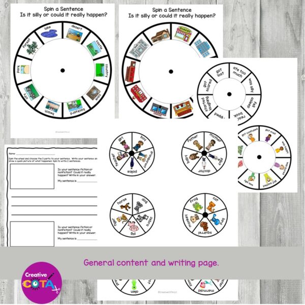 Writing Center or Handwriting Activity Spin a Sentence or Story | Made ...