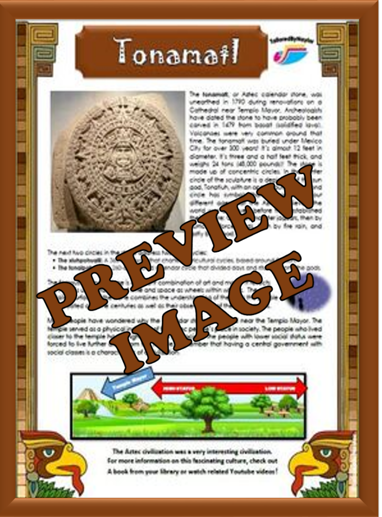 Aztec Life: Informational Text Worksheet (The Tonamatl) | Made By Teachers
