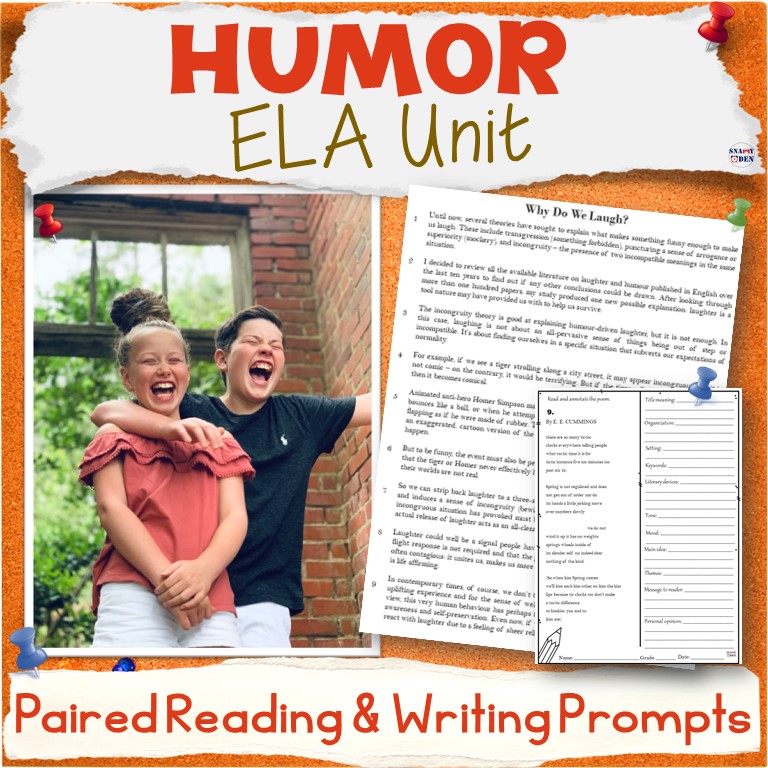 Humor Unit - Bell Ringers, Paired Reading Texts, Writing Prompts | Made ...