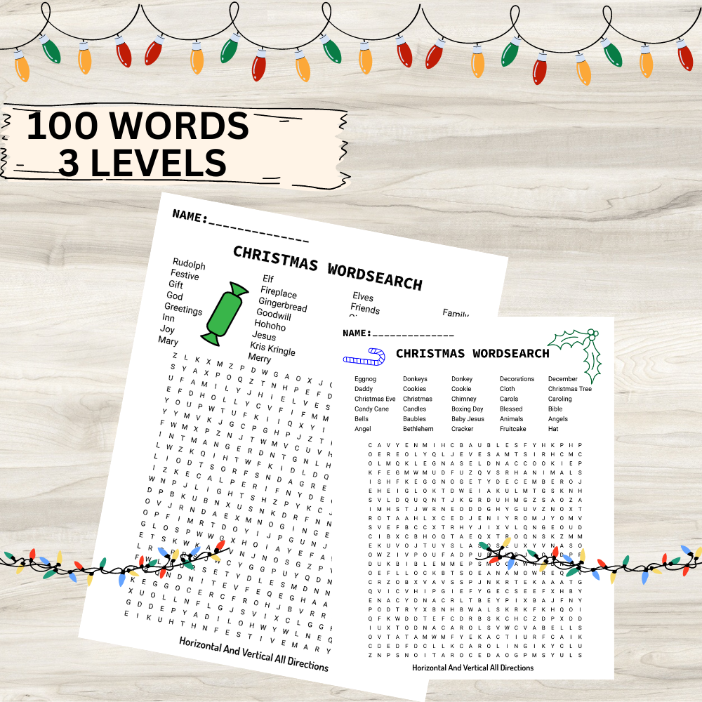 Christmas Wordsearch 100 Clues | Made By Teachers