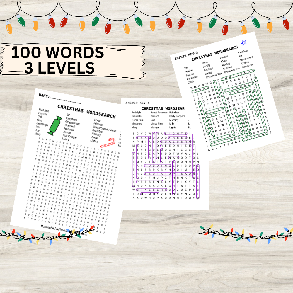 Christmas Wordsearch 100 Clues | Made By Teachers