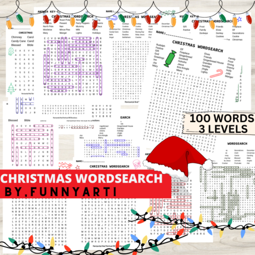 Christmas Wordsearch 100 Clues | Made By Teachers