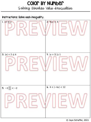 Solving Absolute Value Inequalities Coloring Activity - Made By Teachers