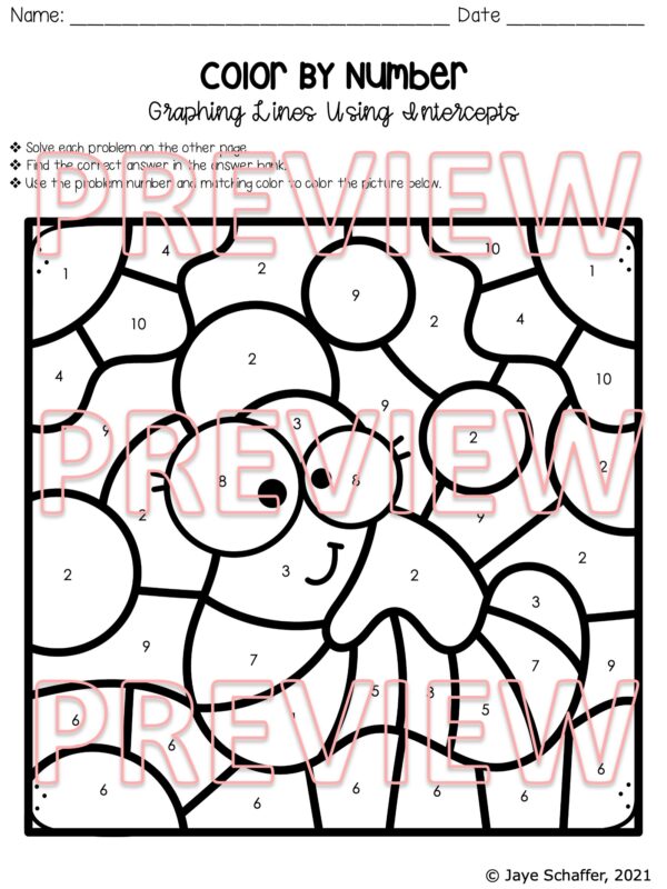 Finding X and Y Intercepts of Lines Coloring Activity | Made By Teachers