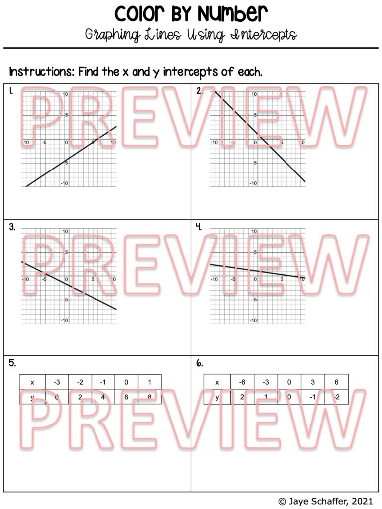 Finding X and Y Intercepts of Lines Coloring Activity | Made By Teachers