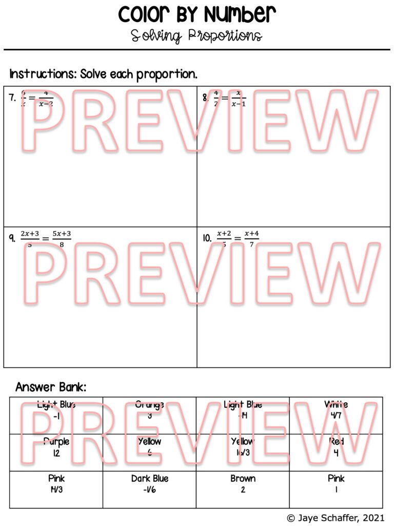 Solving Proportions Coloring Activity | Made By Teachers