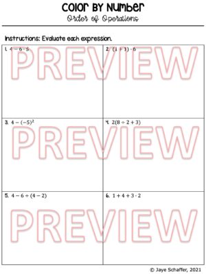 Order of Operations Coloring Activity - Made By Teachers