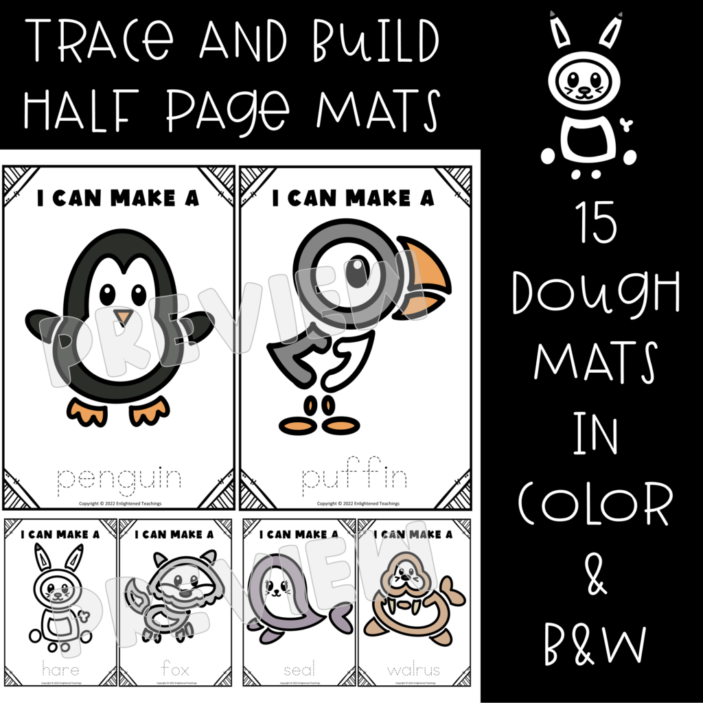 Arctic Animal Play Dough Mats Fine Motor Skills, Arctic Animal ...